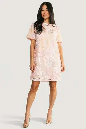 FLYING TOMATO Patricia Sequin Short Dress - Blush