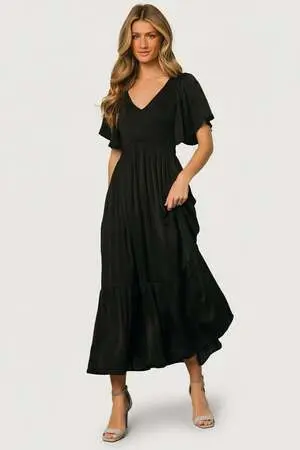 IN LOOM Lovell Smocked Midi Dress - Black