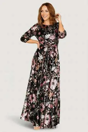 XH TEXTILES Destiny Sequin Maxi Dress - Black Multi