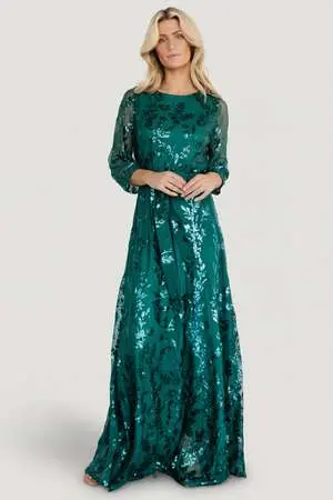 XH TEXTILES Destiny Sequin Maxi Dress - Emerald