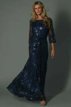 XH TEXTILES XH TEXTILES Destiny Sequin Maxi Dress Navy