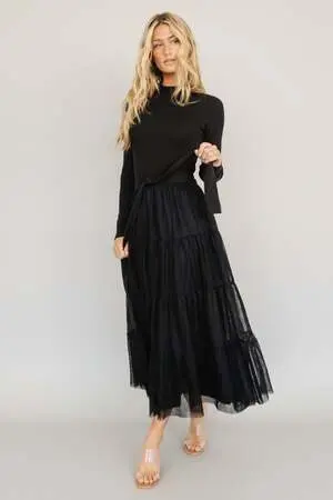 FLYING TOMATO Demi Sweater Tulle Dress - Black