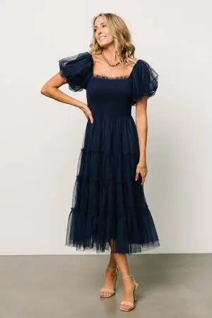 LISTICLE Liv Tulle Midi Dress - Navy