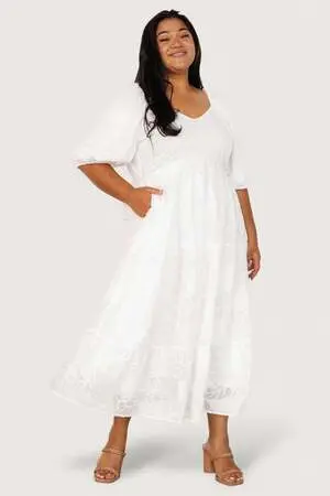 POLAGRAM Hayward Tiered Maxi Dress - White