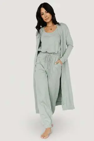LISTICLE Janae Jumpsuit + Cardigan Set - Sage