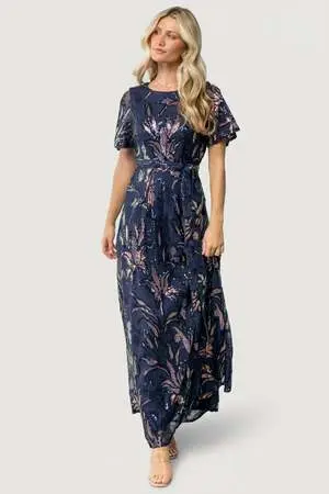 XH TEXTILES Muse Sequin Maxi Dress - Dark Blue Multi