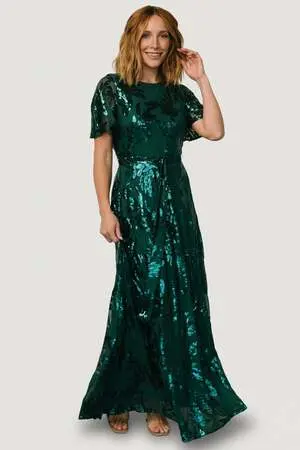 XH TEXTILES Muse Sequin Maxi Dress - Emerald