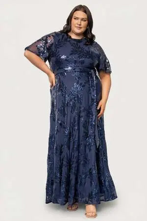 XH TEXTILES Muse Sequin Maxi Dress - Navy