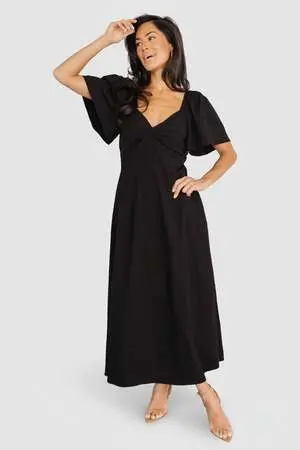 POLAGRAM Indie Back Tie Dress - Black