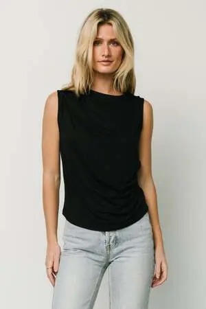 LISTICLE Jia Ruched Tank Top - Black