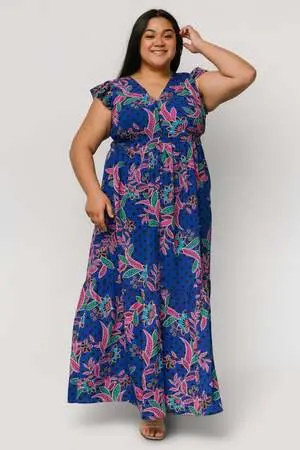 SUGAR LIPS Biscayne Maxi Dress Printed Chiffon