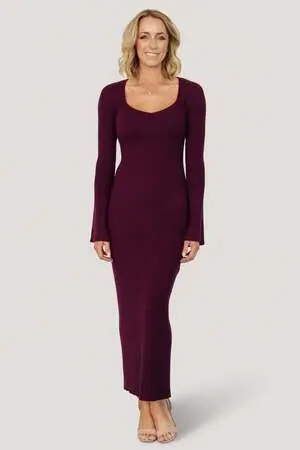 GILLI Marika Ribbed Dress - Wine