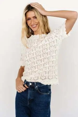 POLAGRAM Serenity Knit Sweater Top - Cream
