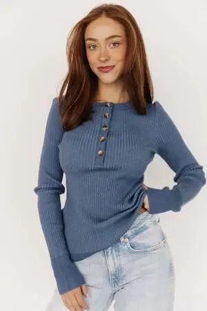 HEM & THREAD Stevie Ribbed Sweater - Blue