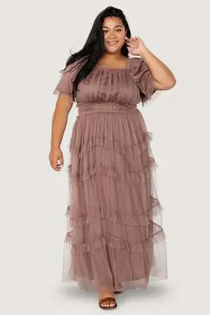POLAGRAM Magdalena Tulle Maxi Dress - Mink