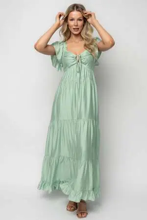 IN FEBRUARY Agatha Maxi Dress Light Sage