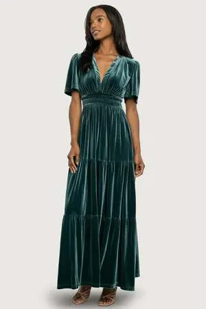 RICA RICA Artemis Velvet Maxi Dress - Deep Lagoon