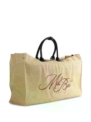 MALBON Large Logo-embroidered Straw Tote Bag
