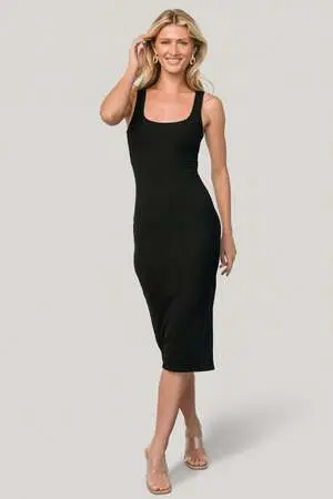 DRESS FORUM Moore Ribbed Tank Midi Dress - Black