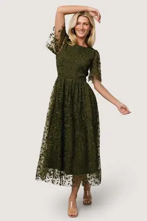 XH TEXTILES Kendra Embroidered Dress - Olive