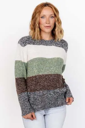 LUMIERE Ledger" Color Block Pullover Sweater