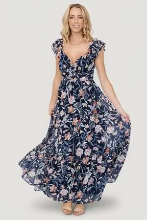 XH TEXTILES Martina Maxi Dress - Navy Multi