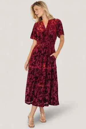POLAGRAM Bronwyn Velvet Dress - Rust