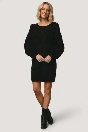 IN FEBRUARY Margaux Sweater Dress - Black