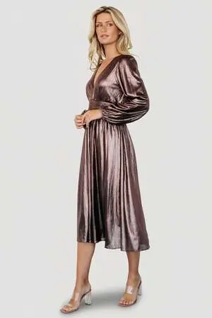 XH TEXTILES Aisha Shimmer Dress - Bronze