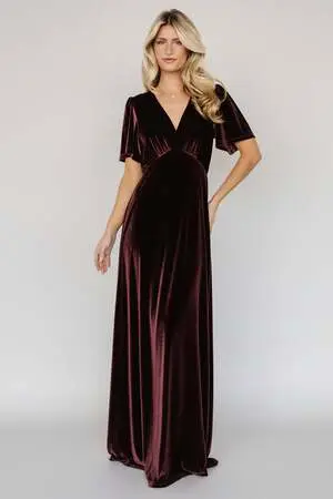 XH TEXTILES Vivian Velvet Maxi Dress - Clove