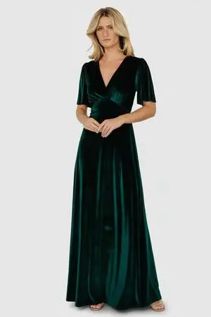 XH TEXTILES Vivian Velvet Maxi Dress - Emerald