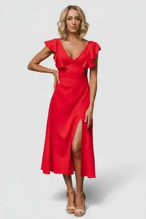 DRESS FORUM Elena Midi Dress - Red