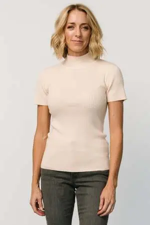 TEA N ROSE Edie Mock Neck Top - Cream