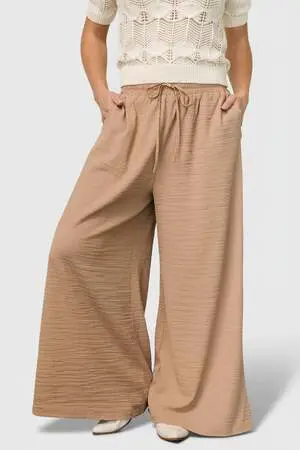 IN FEBRUARY Florence Textured Pants - Beige