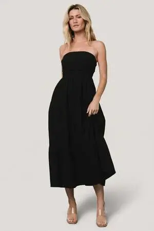 POLAGRAM Delray Strapless Dress - Black