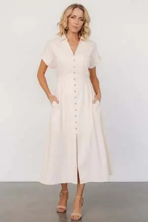 IN FEBRUARY Larah Button Dress - Natural