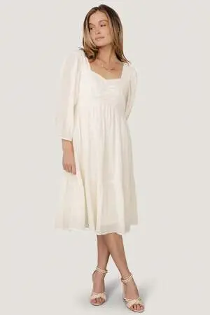 POLAGRAM Vaeda Midi Dress - Cream