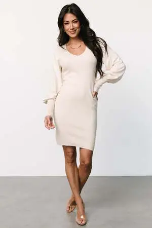 BESTSELLER Suki V Neck Sweater Dress - Cream
