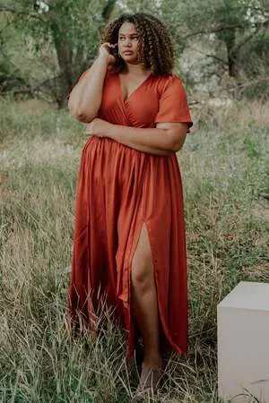 XH TEXTILES Sicily Satin Maxi Dress - Rust