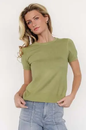 TEA N ROSE Hannah Knit Top Light Olive