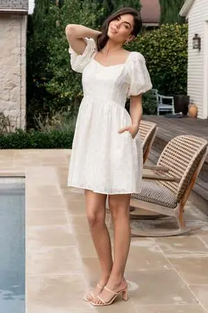 IN FEBRUARY Sommer Short Dress - Cream