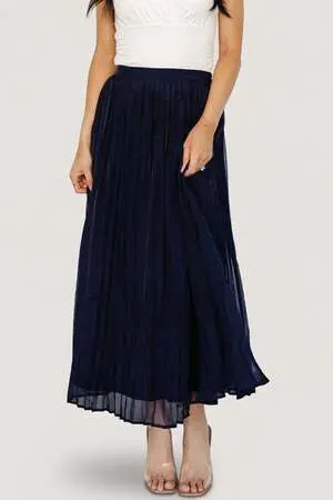 IN FEBRUARY Cyra Midi Skirt - Navy