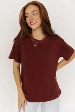 TEA N ROSE Elliot Relaxed Tee - Dark Rust
