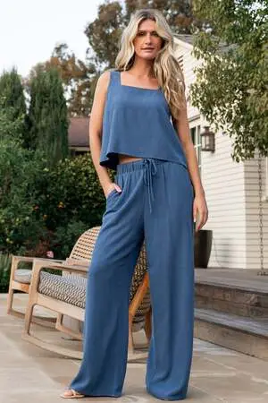 GILLI Sparrow Tank + Pants Set Deep Blue