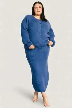 GILLI Blair Rib Knit Cardigan - Blue