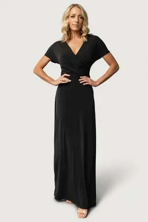 KANER Annaeli Cross Front Maxi Dress - Black