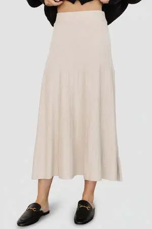 TEA N ROSE Carynn Knit Midi Skirt - Natural