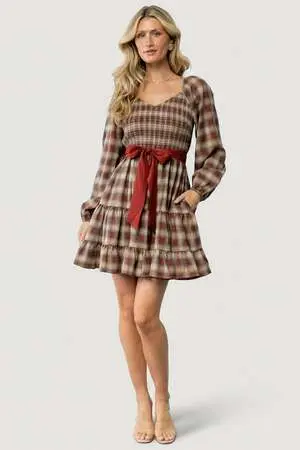 IN FEBRUARY Stina Short Dress - Plaid Multi