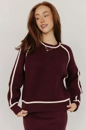 IN FEBRUARY Ava Knit Sweater - Wine