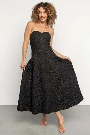 FLYING TOMATO Selene Strapless Midi Dress - Black